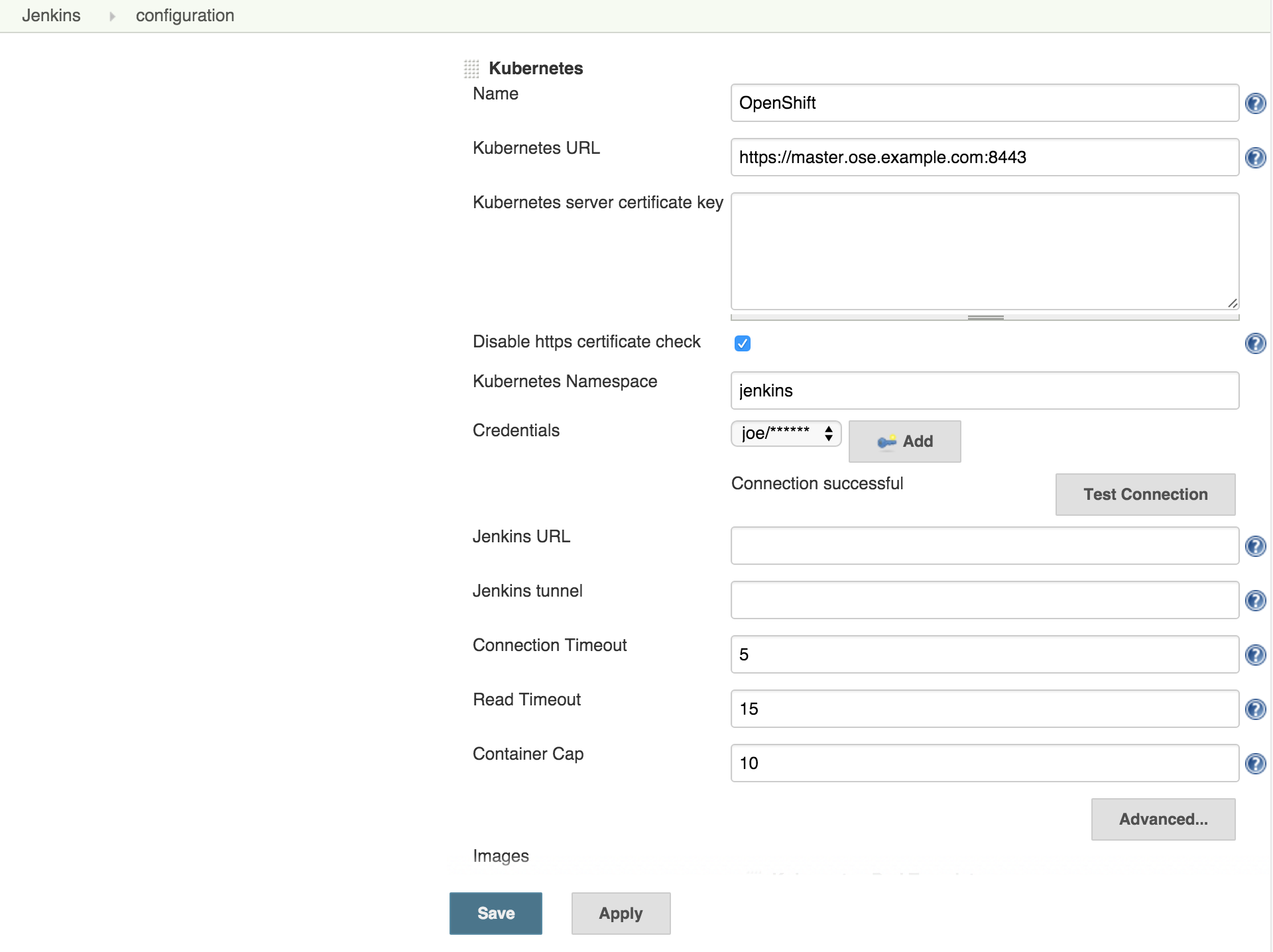 Jenkins Kubernetes Connection Success Block 87