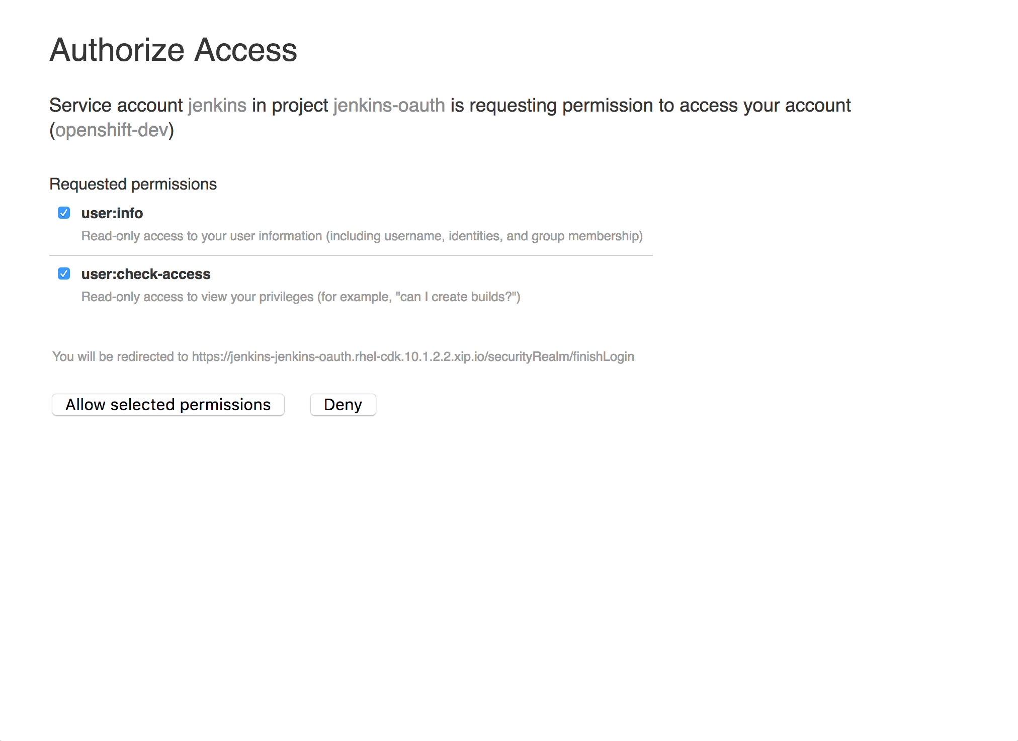 Integrating OpenShift Authentication into Jenkins