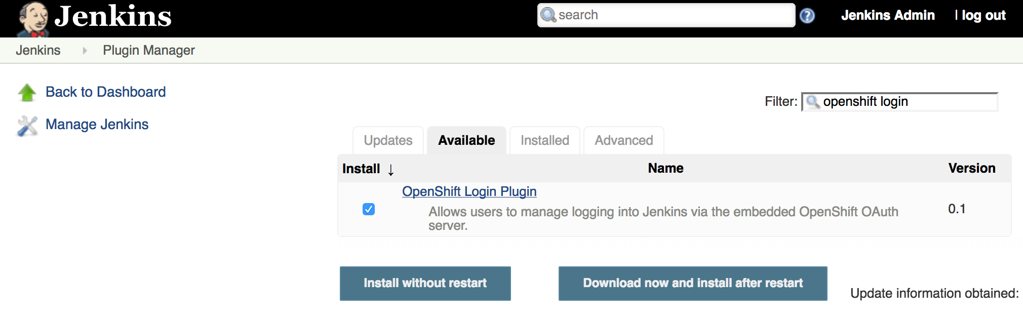 Integrating OpenShift Authentication into Jenkins